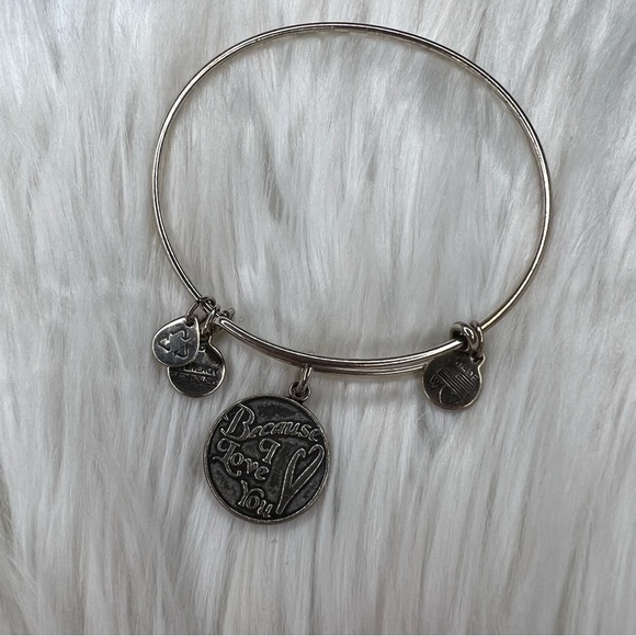 Alex and Ani | Jewelry | Alex And Ani Rafaelian Silver Because I Love You Charm Bangle Bracelet ...